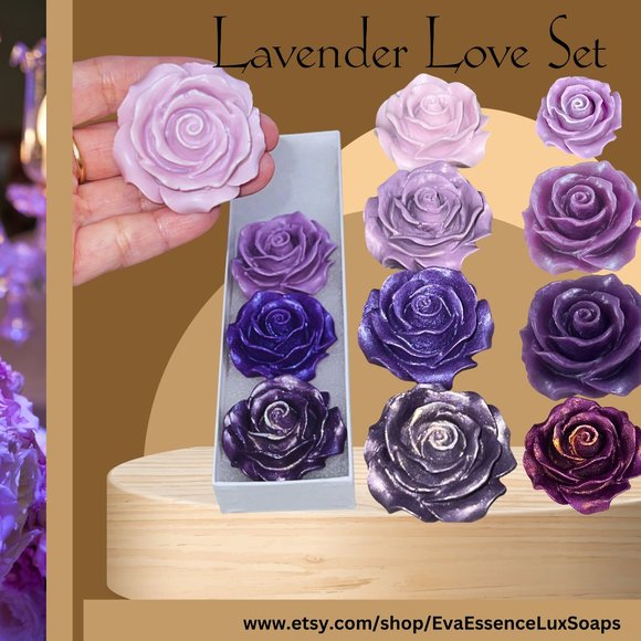 Hand Crafted | Bath & Body | Mini Rose Soap Set 4 Gift Flowers Baby ...